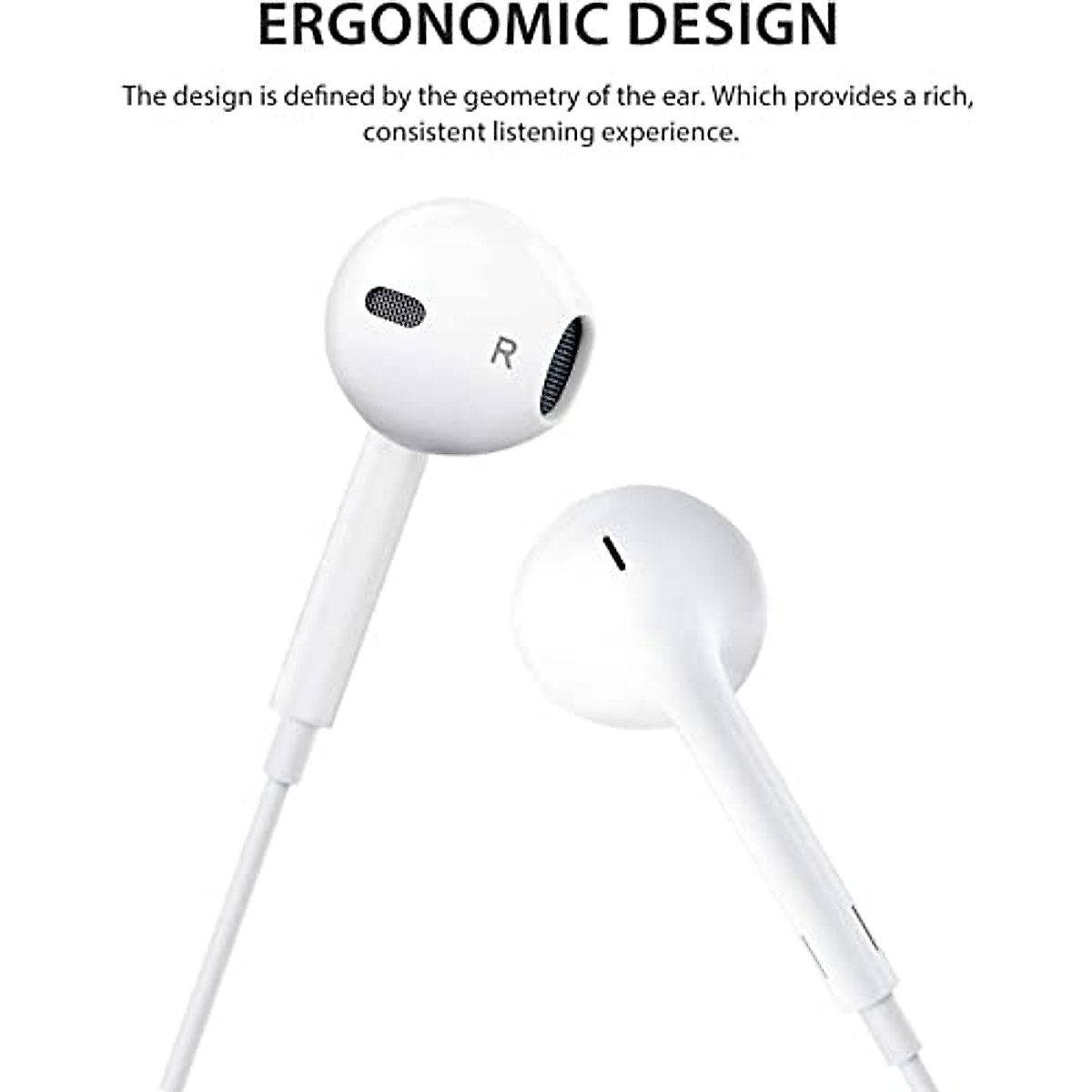 [Apple MFi Certified] Apple Headphones Wired Earbuds with Lightning Connector Earphones with Built-in Microphone & Volume Control Compatible with iPhone 14/13/12/11/XR/XS/X/8/7/SE
