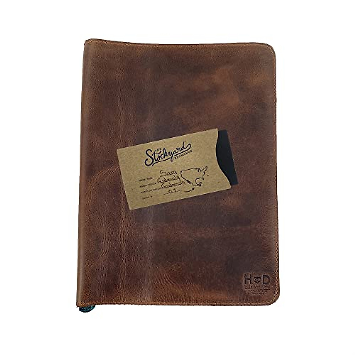 Hide & Drink, Rustic Leather Refillable Journal Cover Compatible with Notebook XL (7.5 x 9.75 in) w/Tipico Strap, Office & Work Essentials, Handmade (Bourbon Brown)