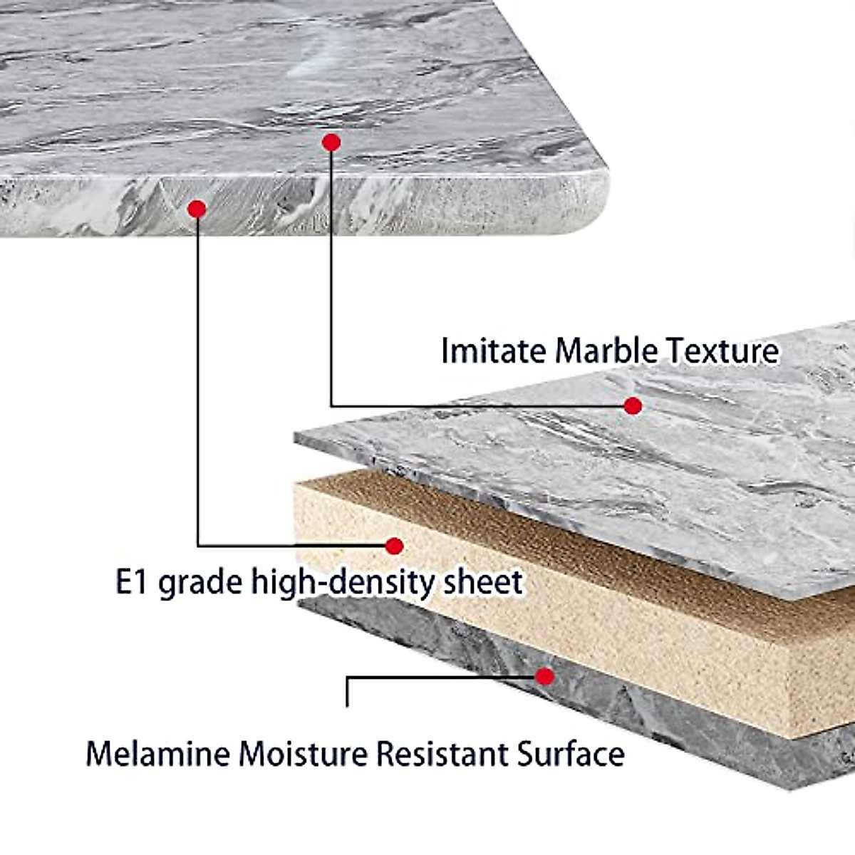 Modern Imitation Marble Dining Table for 4-8, Durable Traditional Marble Design Rectangle Kitchen Dining Table for Living Room, Dining Room,Home and Office Grey