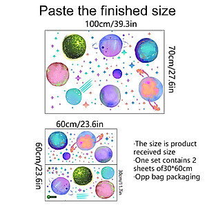 WAFT YEARN Vinyl Removable Planet Universe Outer Space Star Wall Decal Solar System Wall Stickers for Nursery School Classroom Bedroom Bathroom Boys Girls Room Playroom Office 27.6in by 39.3in