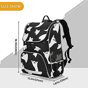 Sletend Large Capacity Printing Student Shoulder Bag for Children Teenagers White Ghost Laptop Bag School Bag for Work School, Men's and Women's Travel Backpack
