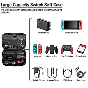 Horloy Mykit Carrying Case Compatible with Nintendo Switch Bag Portable Soft Travel All Protective Case Large Space Storage Bag for Nintendo Switch Lite & Accessories with Shoulder Strap Coffee Gray