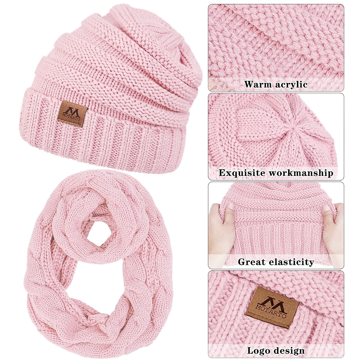 Motarto Winter Warm Set Knitted Scarf Beanie Hat Touchscreen Gloves Ear Warmer Cold Weather Gear for Men or Women