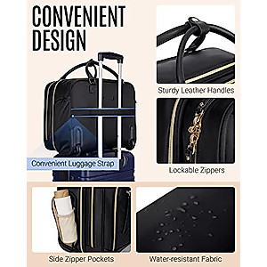 LIGHT FLIGHT Rolling Laptop Bag 17.3 inch Rolling Briefcase for Women Computer Bag with Wheels Rolling Laptop Case Overnight Roller Bag for Carry on Travel Work Business, Black