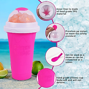 leuaxmy Slushie Cup Slushy Maker Cup Frozen Magic Squeeze,Slushy Cup TIK TOK Cool Stuff for Smoothies Drinks Juices and Soda - Homemade DIY Ice Cream(pink, large)