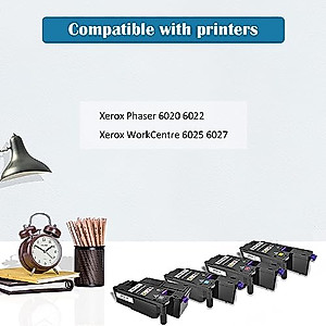 ASEKER Phaser 6022 Remanufactured Toner Cartridge Replacement for Xerox WorkCentre 6027 6025 Phaser 6022 6020 (1 Black 106R02759, 1 Cyan 106R02756, 1 Magenta 106R02757, 1 Yellow 106R02758, 4 Pack )