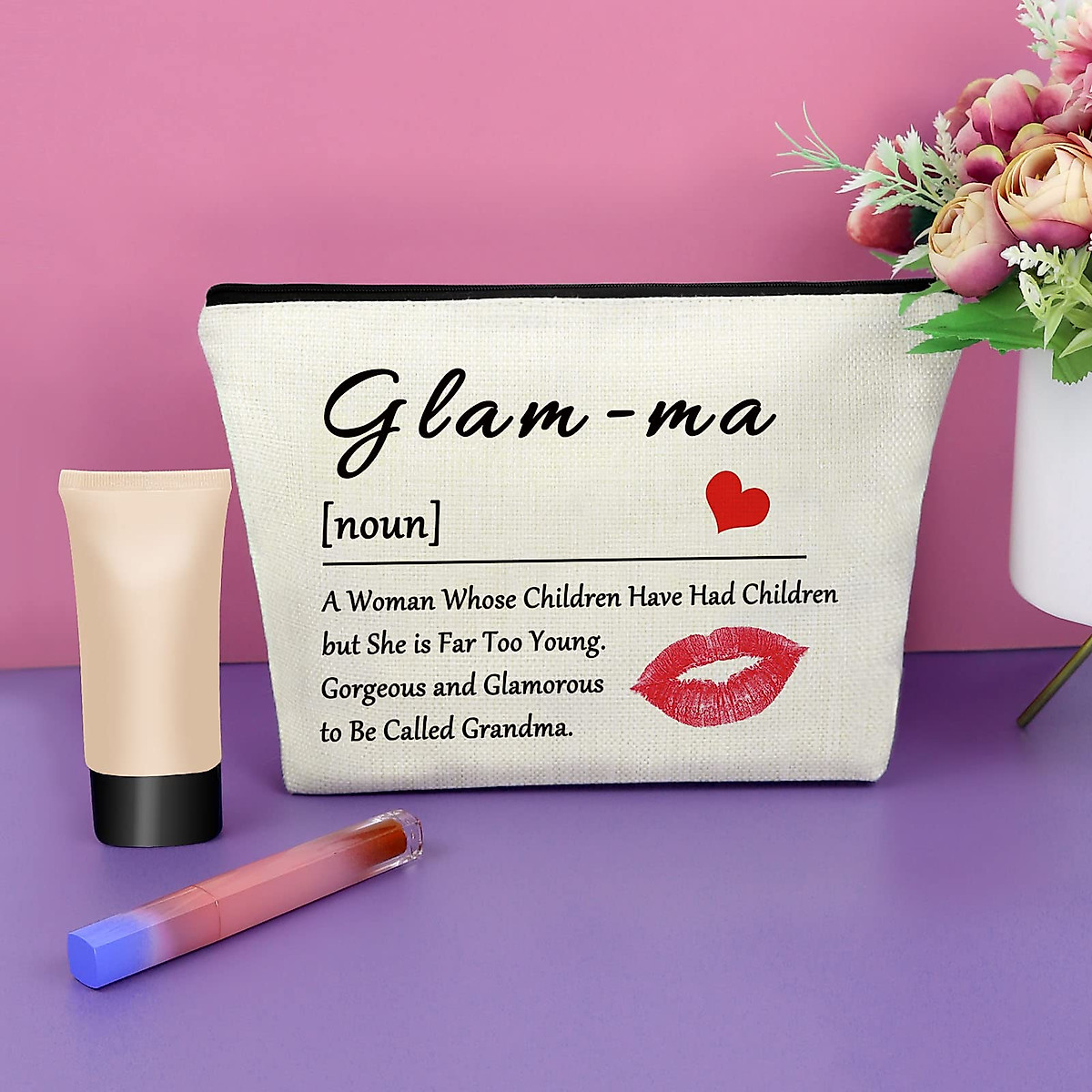 Sazuwu Grandma Gifts from Grandchildren Mother's Day Gifts Makeup Bag Grandma to Be Gifts Cosmetic Bag New Glamma Gifts First Time Retirement Gifts for Nana Birthday Christmas Gifts Travel Pouch