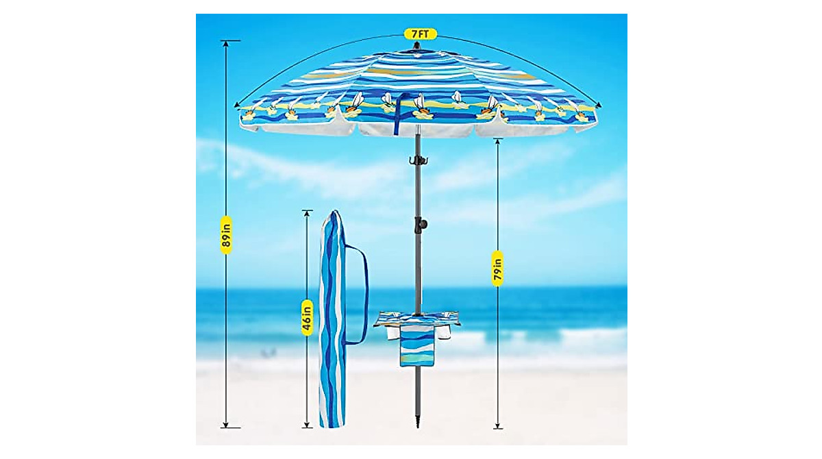 Magiea 7ft Beach Umbrella - Windproof & Portable