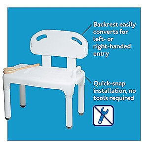 Carex Universal Tub Transfer Bench, Shower Bench and Bath Seat, Shower Chair Converts to Right or Left Hand Entry, Bathtub Transfer Bench, Bathroom Bench