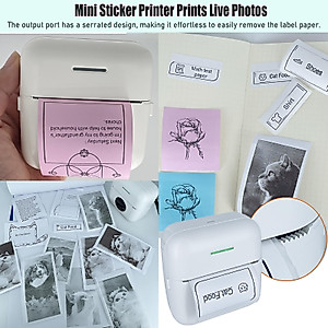 Mini Inkless Sticker Printer , HD Mini Thermal Sticky Note Printer Print Pod Sticker Maker, Mini Portable Bluetooth Pocket Printer for School Notes DIY Label/Lists, Mini Printer for iPhone & Android
