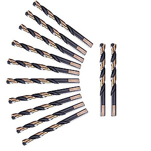 12 PCS 17/64" HSS Black and Gold Coated Twist Drill Bits, Metal Drill, Ideal for Drilling on mild Steel, Copper, Aluminum, Zinc Alloy etc. Pack in Plastic Bag