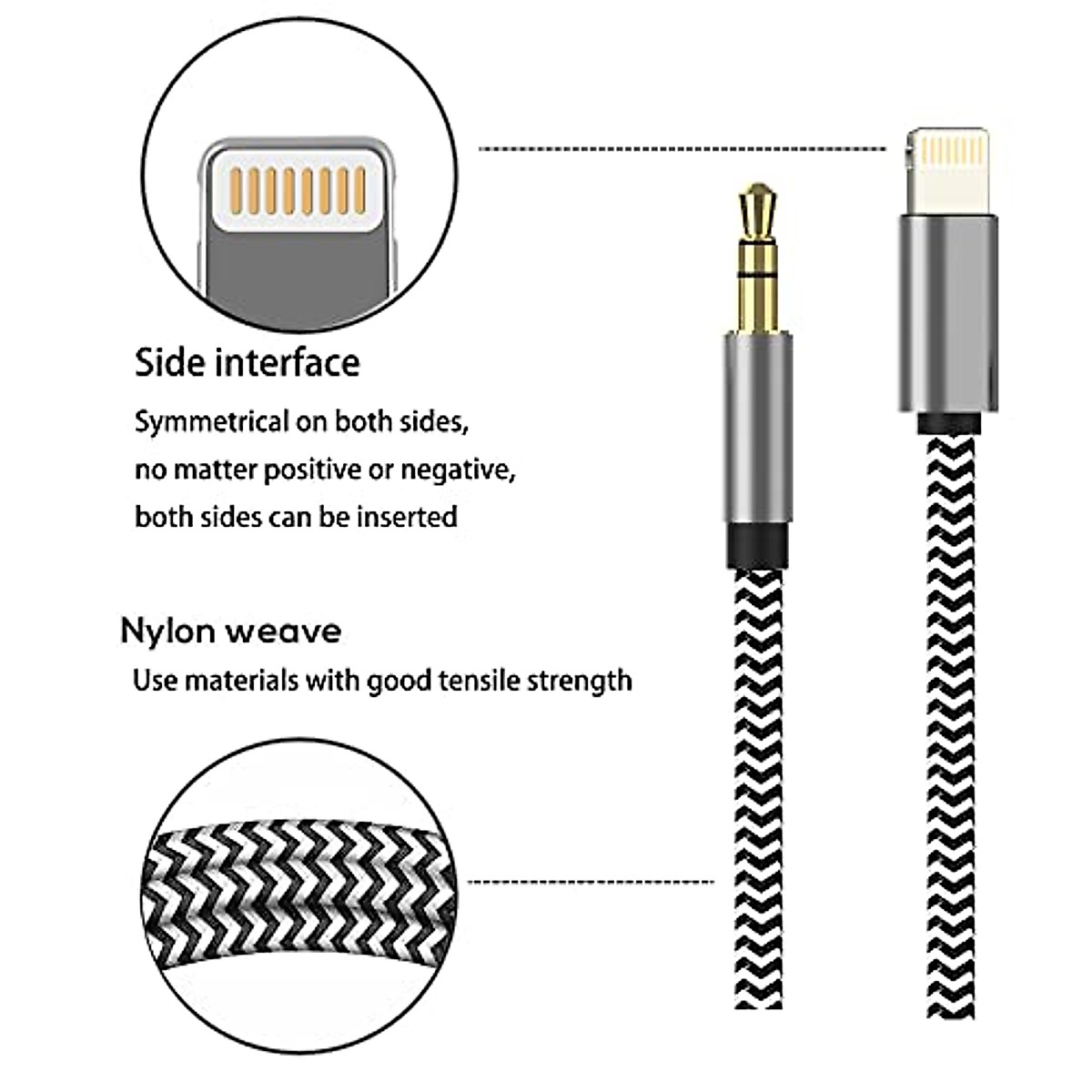 [Apple MFi Certified] iPhone AUX Cord for Car Stereo, 3.3ft Lightning to 3.5mm Audio Cable Compatible with iPhone 13/12/11/XR/XS/X/8/7/6/iPad to Car Home Stereo Speaker Headphone (Nylon Braided)