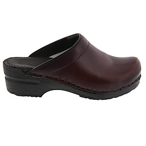 Bjork PU Open Back Leather Clogs (EU-39, Bordeaux Cabrio)