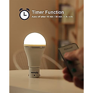 FLYHOOM Rechargeable LED Light Bulbs with Remote, 4 Light Modes & Timer, Portable 180LM Emergency Light Bulb LED Camping Light Bulbs with Clip Hook for Tent, Hiking, Home, Emergency