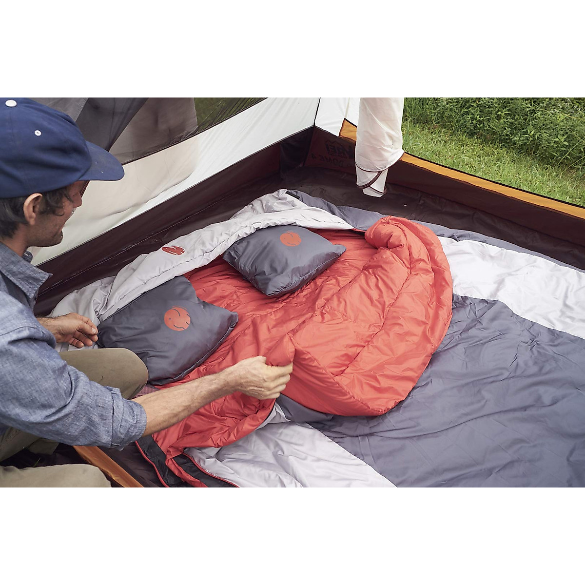 OmniCore Designs Multi Down Double Wide Hooded Rectangular Sleeping Bag (10F to 30F) with 4pt. Compression Stuff Sack