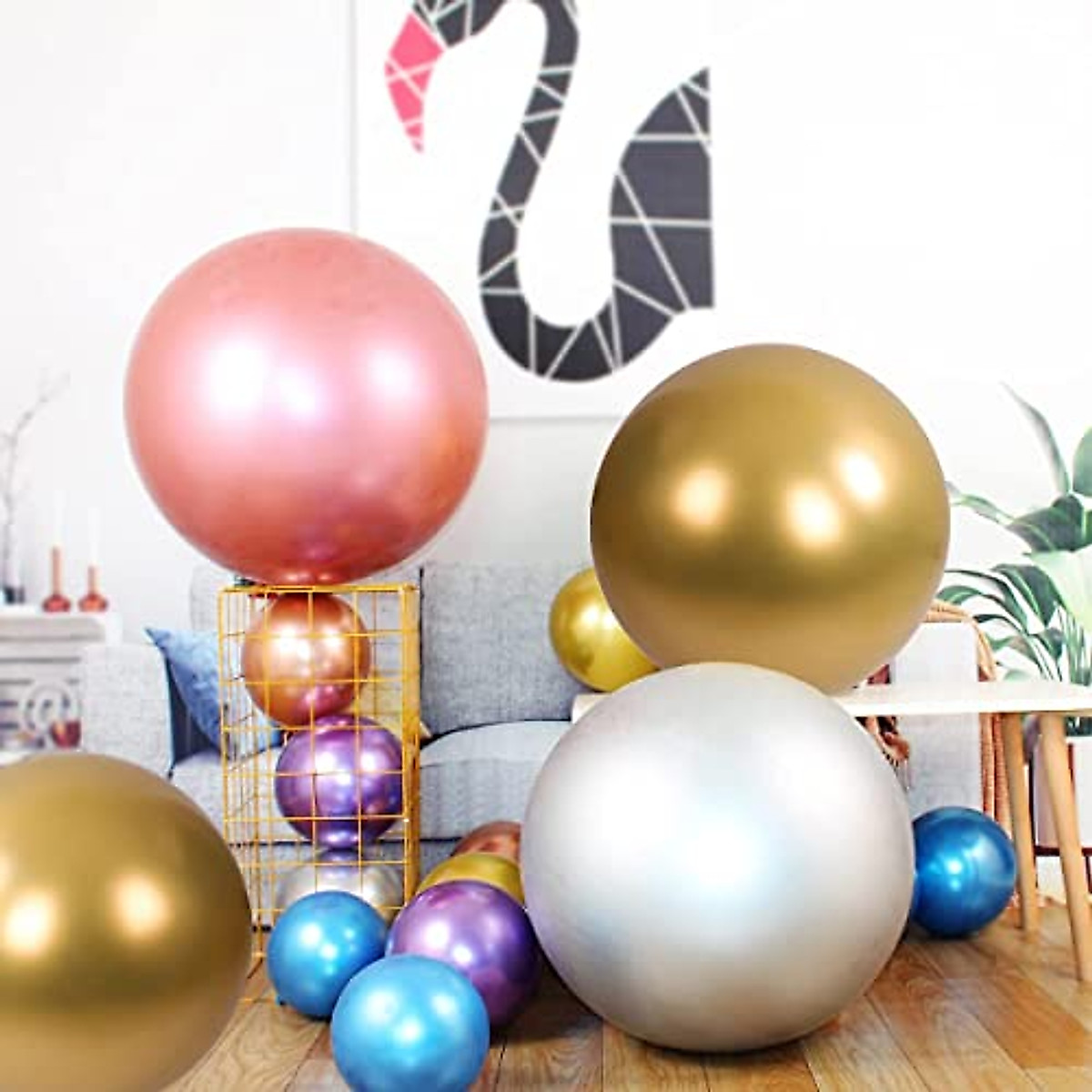 36 inch Gold Metallic Balloons Jumbo Chrome Gold Latex Balloons for Birthday Wedding Party Baby Shower Decoration, 4pcs