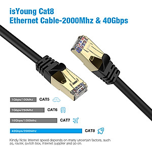 Cat8 Ethernet Cable 100FT, Heavy Duty High Speed LAN Cable for Outdoor&Indoor, 26AWG Shielded Network Cable, 40Gbps, 2000Mhz with Gold Plated RJ45 Connector for Router, Modem, Gaming, Xbox, PC, Mac