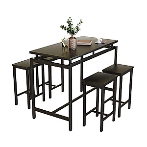 Recaceik 5 PCS Dining Table Set, Modern Kitchen Table and Chairs for 4, Wood Pub Bar Table Set Perfect for Breakfast Nook, Small Space Living Room