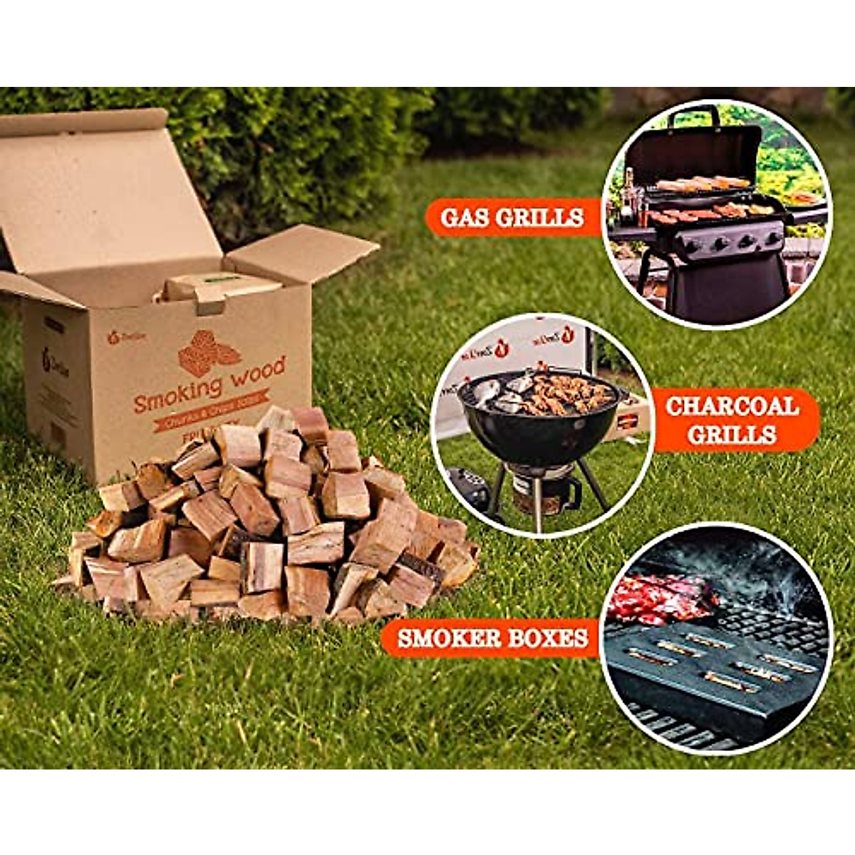 Fire Starter 60+ pc XXL Size - Сharcoal fire Starters - Better Than Lighter Cubes and Firestarter Squares and Zorestar Apple Wood Chunks - 10-12lb of Smoking Wood for Grilling and BBQ
