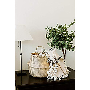 Thirteen Chefs Modern Village Large Woven Basket, 11 Inch Seagrass Belly Basket for Plants