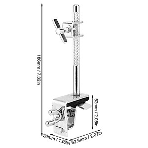 Cowbell Clamp, Drum Jazz Mounting Bracket Drummer Hoop Mounted Clamping Jaws Adjustable Height Angle Rod Arm Standard Holder Kit Tambourine Bass Set Percussion Musical Instrument Accessories Up Down