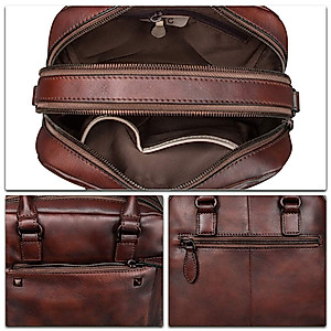 Genuine Leather Satchels Top Handle Bags for Women Handmade Vintage Crossbody Bag Purse (Coffee) Medium