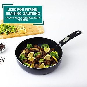 Mirro Get A Grip Nonstick Fry Pan with Glass Lid Cookware, 10-Inch, Black