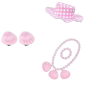Sztylong Fashion Pink Shell Pearl Necklace Bracelace Hat for Girls Costume Accessories
