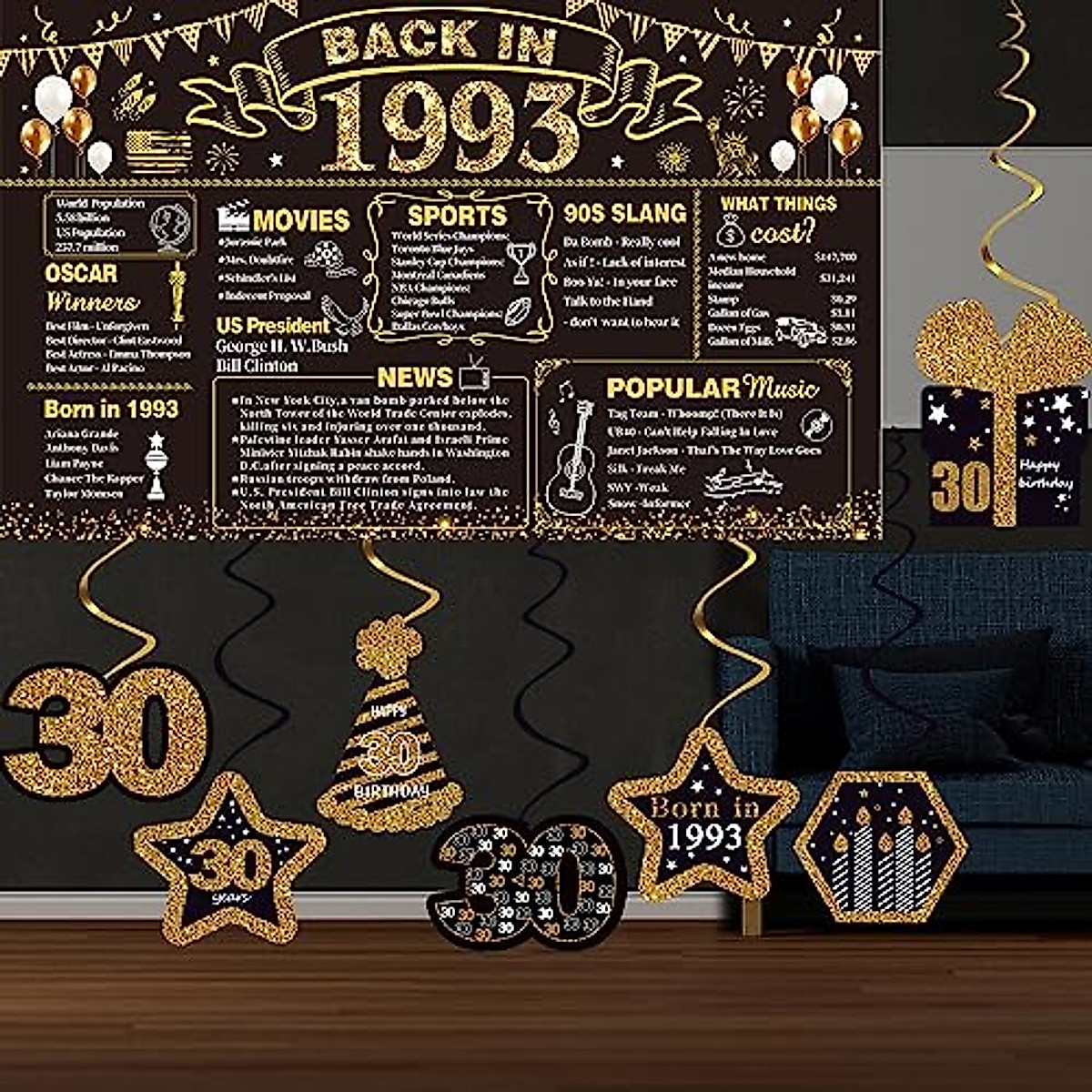 30th Birthday Decorations Kit for 1993 Party