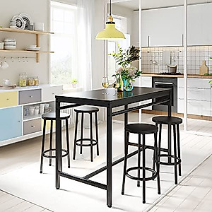 Hooseng Kitchen Table and Chairs for 4, Industrial 5 Piece Dining Room Set, Counter Height for 35.4'', Bar Table with 4 Stools for Home, Breakfast Nook, Restaurant, Pub, Black