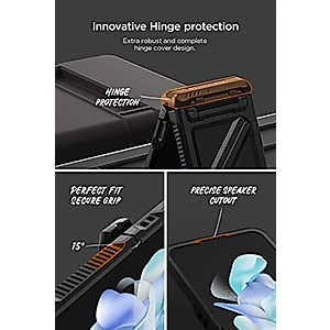 VRS DESIGN Terra Guard Ultimate Phone Case for Galaxy Z Flip 4 5G (2022), Premium Sturdy Hinge Protection Case (Matte Black)