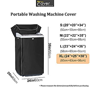 Portable Washing Machine Cover,Top Load Washer Dryer Cover,Waterproof Full-Automatic/Wheel Washing Machine Cover(24"25"38"inches,Black)…