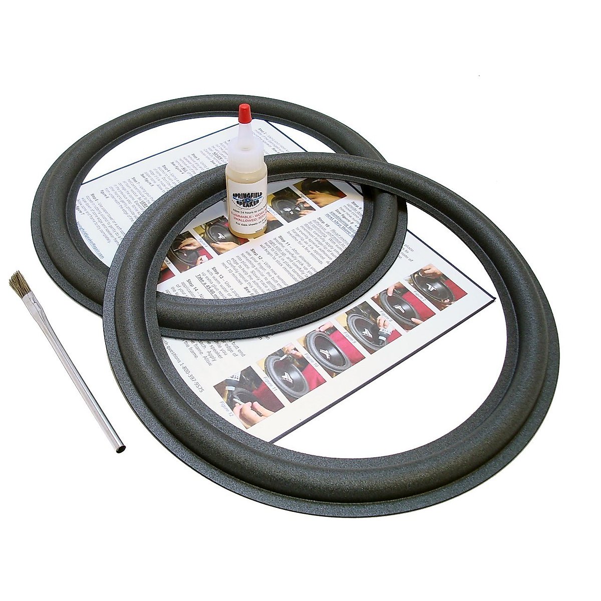 Springfield Speaker 12" Subwoofer Foam Surround Edge Repair Kit - 2 Speaker Kit - Only Compatible with JL Audio 12W3 and 12W3v2