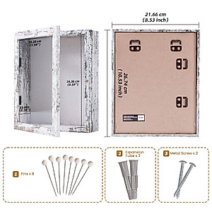 Muzilife 8x10 Shadow Box Picture Frame - 2.16" Interior Deep Wood & Glass Rectangle Display Case Ready to Hang Memory Box Baby Sports Memorabilia, Pins, Awards, Tickets, and Photos, Rustic White