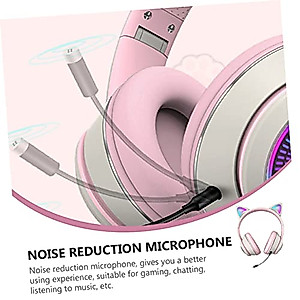SOLUSTRE 3 pcs Luminous Cat Headset Sound Computer Gamer Headset LED Light Headset RGB Lighting Headphone cat Ear Noise-canceling Headphones Wired Headset with Sound Card abs
