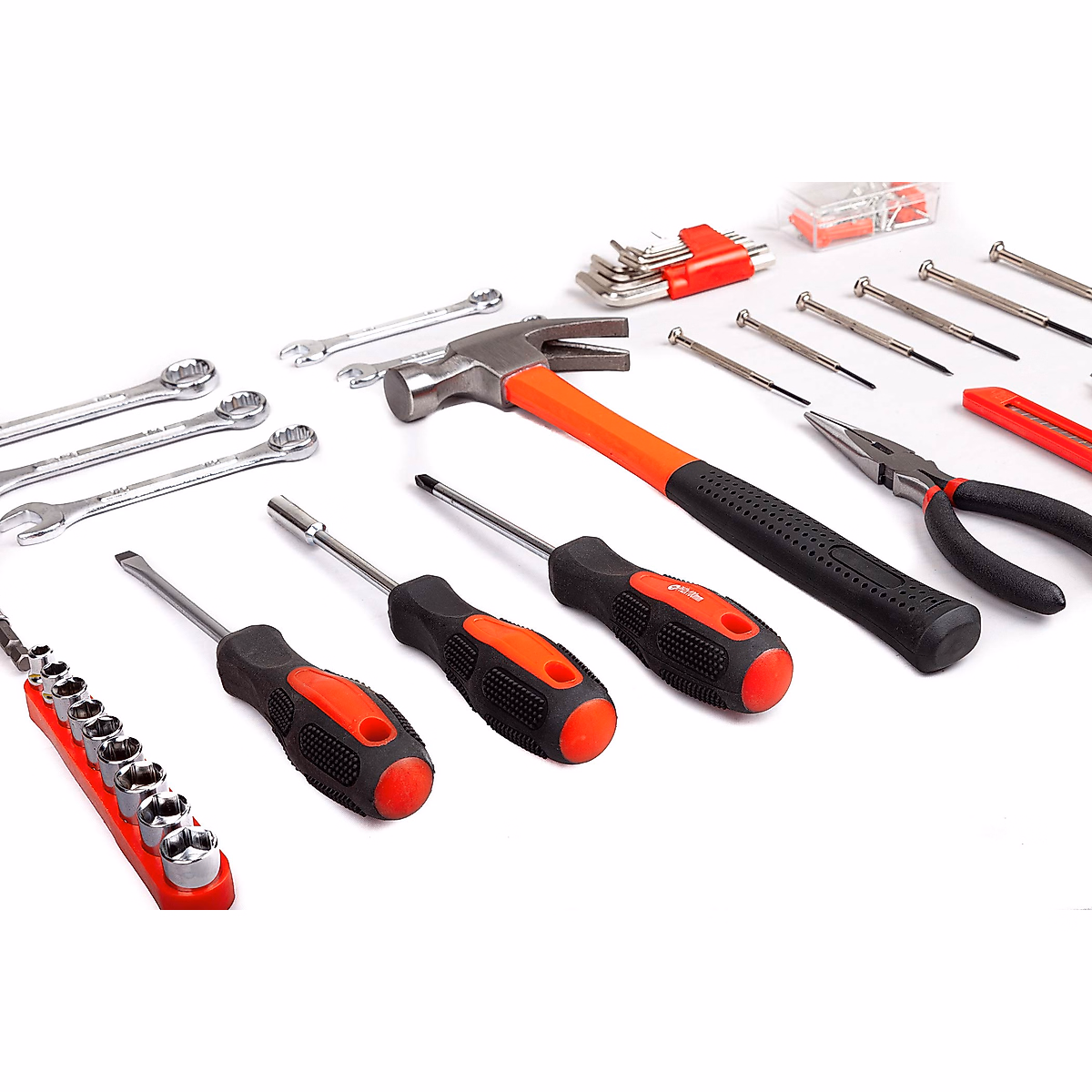 CARTMAN 148Piece Tool Set General Household Hand Tool Kit with Plastic Toolbox Storage Case Socket and Socket Wrench Sets
