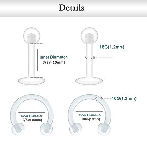 FECTAS Cartilage Earring Stud Forward-Helix Earrings-Internal Threaded Labret Lip Medusa Piercing Ring 16G