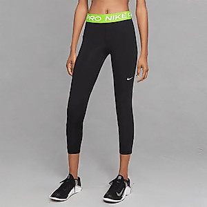 Nike Pro 365 Women's Mid-Rise Crop Leggings, Black/Volt/White, X-Large