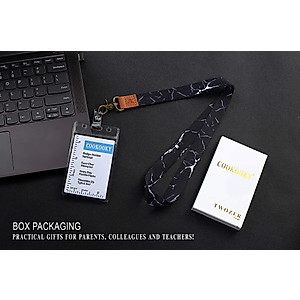COOKOOKY Lanyard with id Holder Cute lanyards for Women Men Neck Lanyard for Keys id Badge Holder (Black marble)