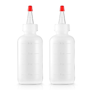 Soft Squeeze Hair Applicator Bottle for Hair Treatment, Scalp Oil, Root, Color, 4 Ounce Translucent with Measuring Scale and Cap, BPA Free, 2 Pack
