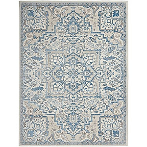 Nourison Elation Floral Ivory Brick 4' x 6' Area -Rug, Easy -Cleaning, Non Shedding, Bed Room, Living Room, Dining Room, Kitchen (4x6)