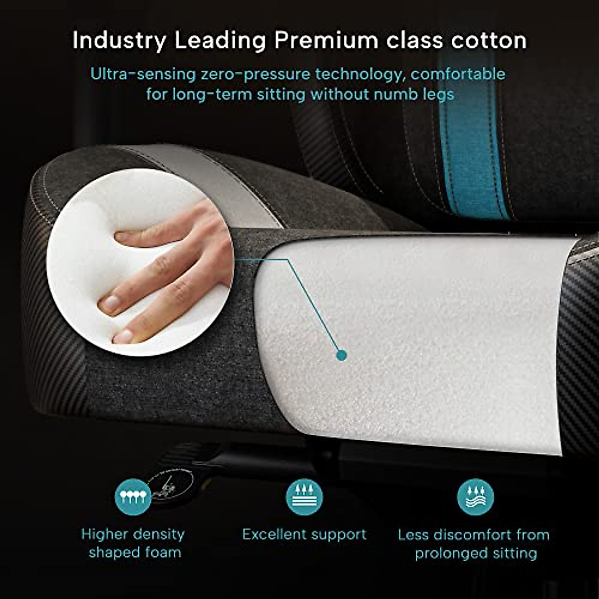 EUREKA ERGONOMIC Python Gaming Chair, Computer Gamer Chair with Lumbar Support, High Back Office Chair 4.7in Seat Thicker Cushion, Most Comfortable Home Office Chair for Back Pain Women, Men（Blue）