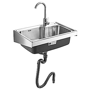 304 Stainless Steel Kitchen Sink, Wall Mounted Commercial Wash Basin for Restaurants, Bars, Garages, Laundry Rooms (Size : 38x32cm)