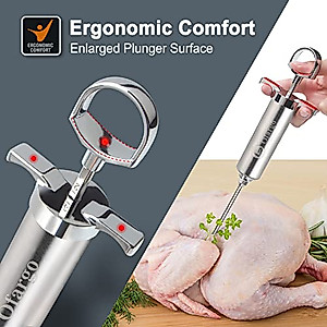 Ofargo Meat Injector, Meat Injectors for Smoking with 3 Marinade Food Injector Syringe Needles, Injector Marinades for Meats, Turkey, Brisket; 2-oz Capacity