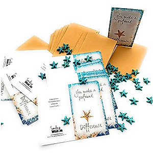 Smiling Wisdom - Bulk 30 Sets - Starfish Story You Make a Difference - Employee Appreciation Mini Greeting Card and Keepsake Gift Sets - 90 Pieces (Starfish - Kraft Envelopes)