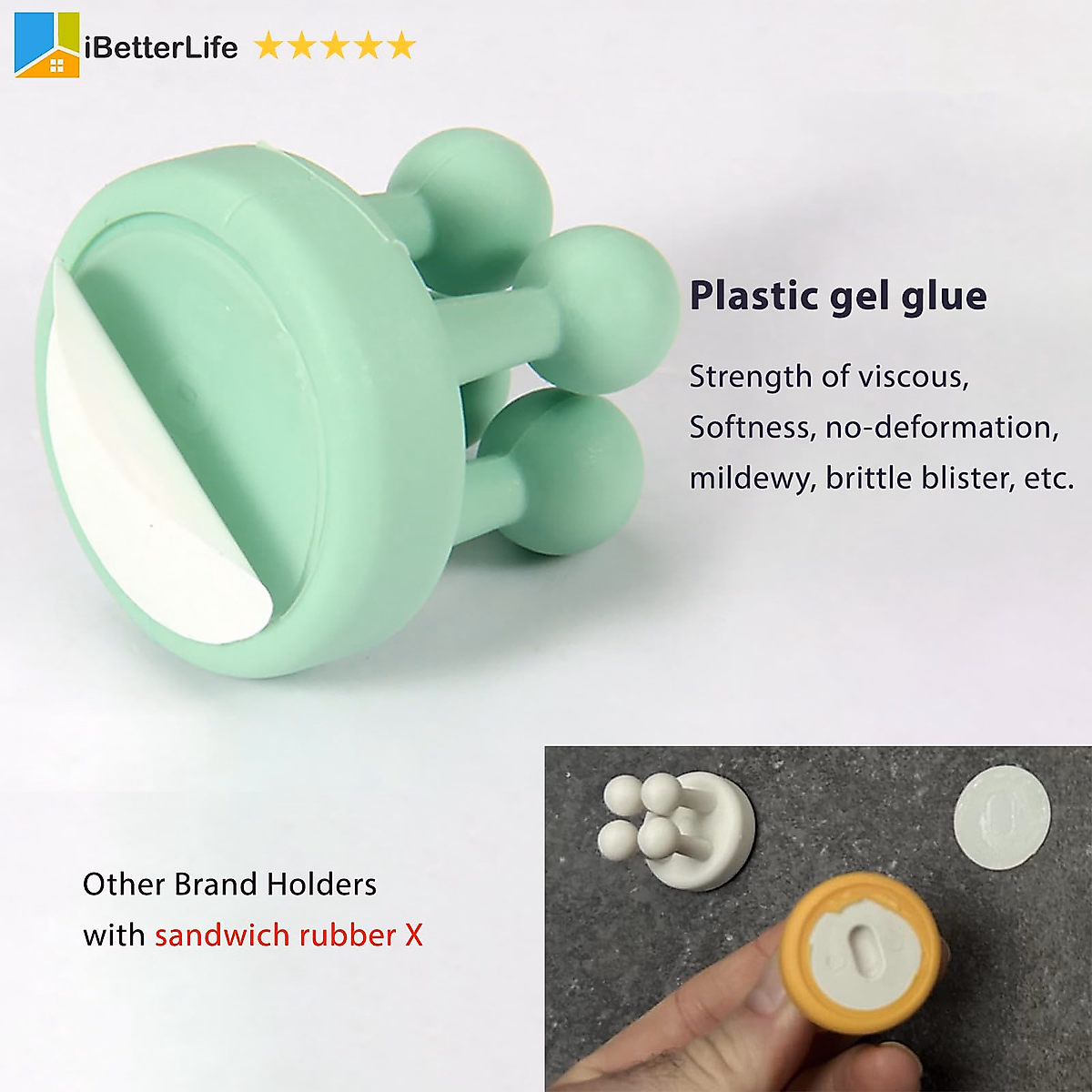 iBetterLife Silicone Toothbrush Holders for Bathrooms - 6Pcs Razor Holder for Shower Wall Mounted Self Adhesive Multifunctional Cute Hook for Kids Hanging Tooth Brush for Kitchen Living Room Office