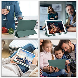 BENTOBEN Case for iPad Air 10.5" (3rd Gen) 2019 / iPad Pro 10.5" 2017 with Pencil Holder, Premium Protective Tablet Case Slim Soft TPU Back Smart Cover Auto Sleep/Wake for Apple iPad Air 3, Dark Green
