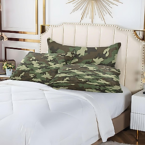 Military Camouflage Pillowcase for Hair and Skin Body Pillow Cover Body Pillow Cases King Size 20"X 40" Fluffy Pillow Case with Zipper for Sleeping