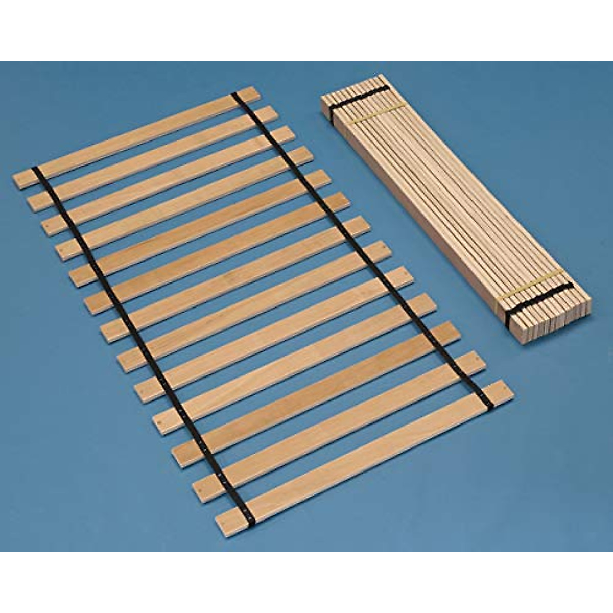 Signature Design by Ashley Wooden Mattress Support Bunkie Board Roll Slat with Nylon Cord, Twin, Beige