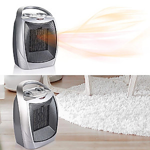 700W/1500W Ceramic Space Heater with Adjustable Thermostat, Portable Electric Heater Fan with Overheat Protection and Tip-Over Protection for Office Home Bedroom